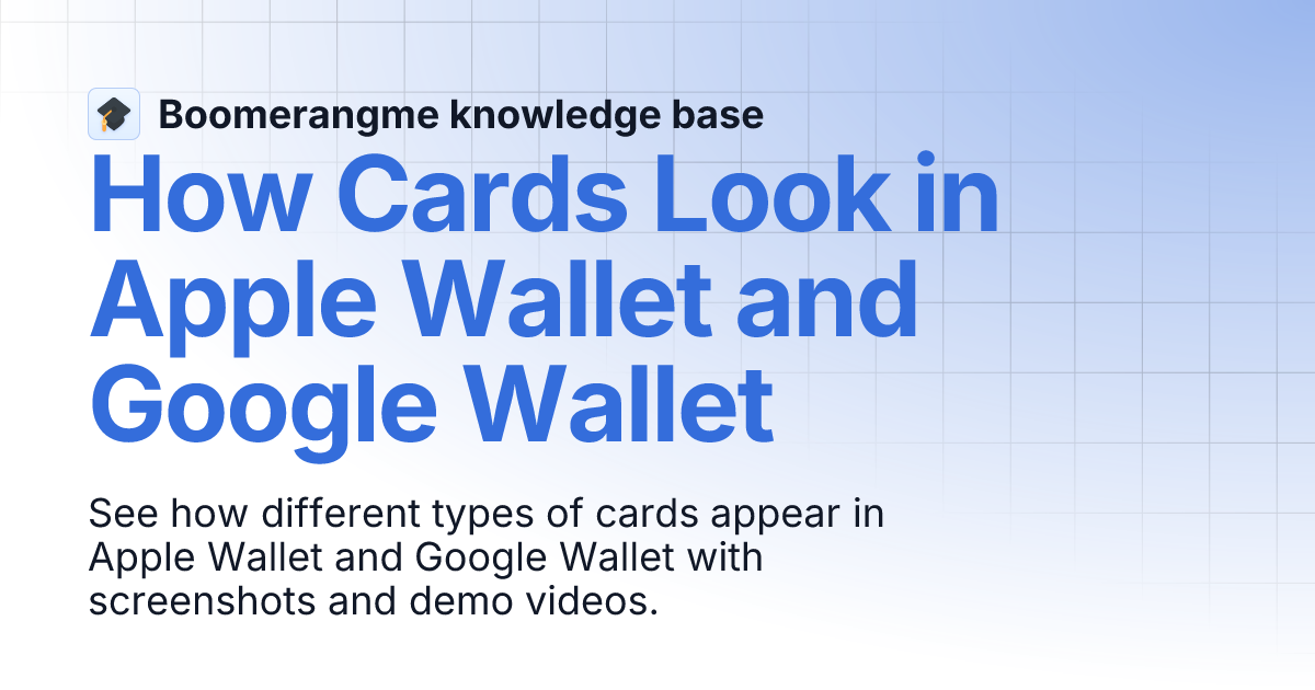 How Cards Look in Apple Wallet and Google Wallet | Boomerangme knowledge base
