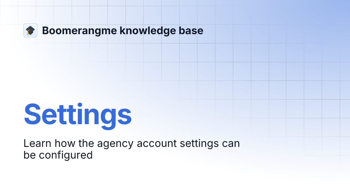 Settings | Boomerangme knowledge base