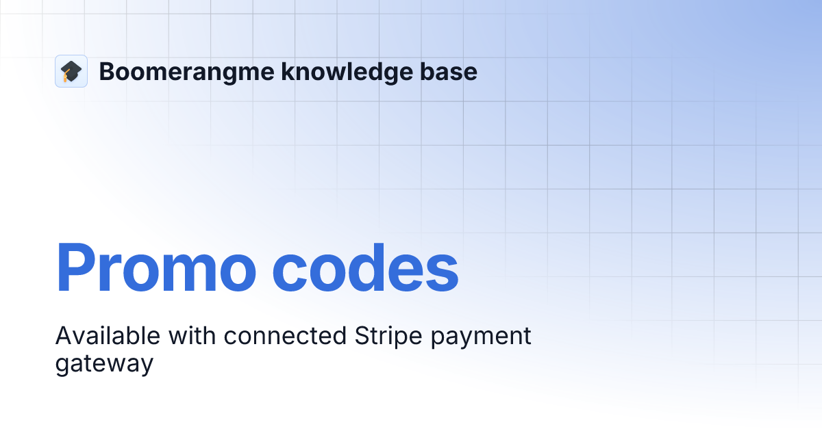 Promo codes | Boomerangme knowledge base